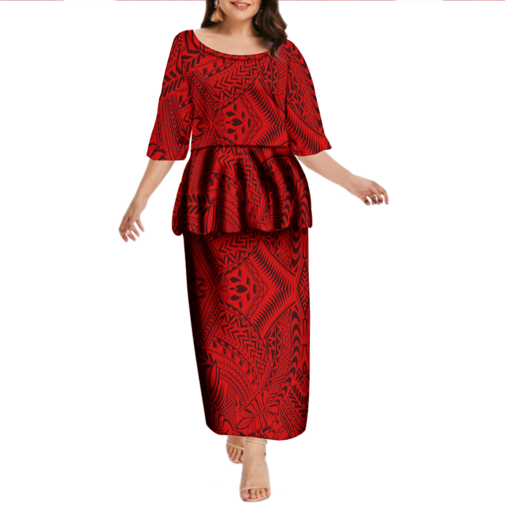 Women's Peplum Puletasi Red - Spring Pre-Order – Natana Wear